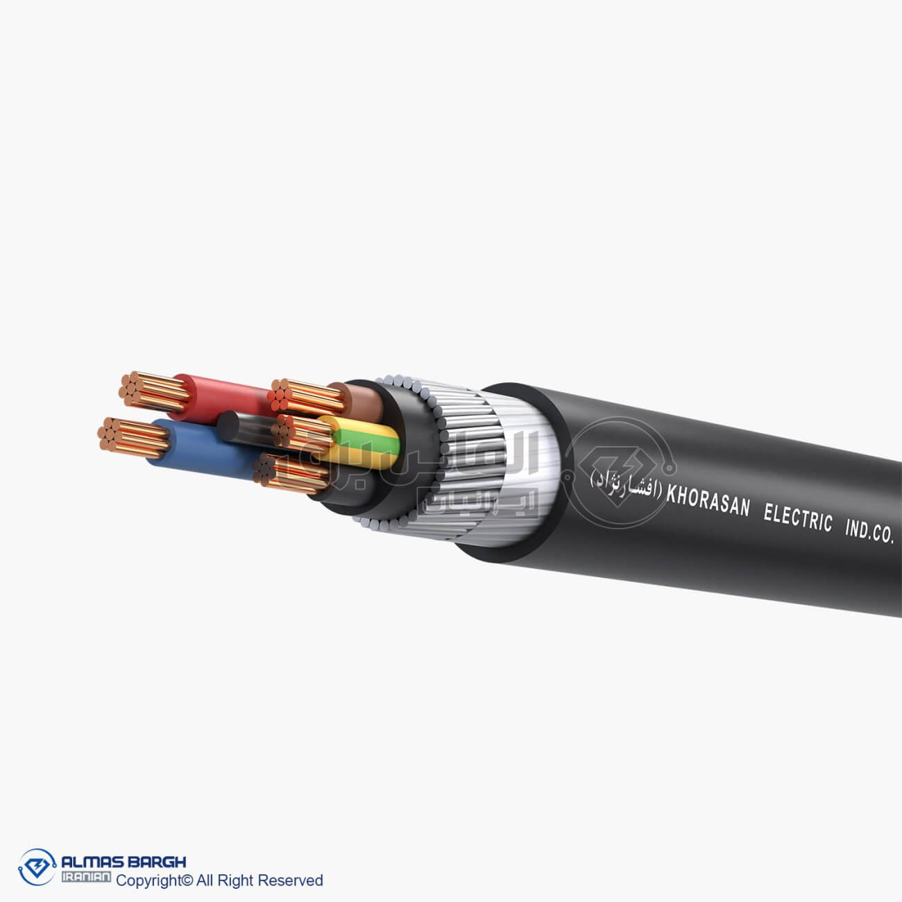 کابل زره دار 5*16 خراسان افشارنژاد NYRY - الماس برق - سیم و کابل خراسان افشارنژاد